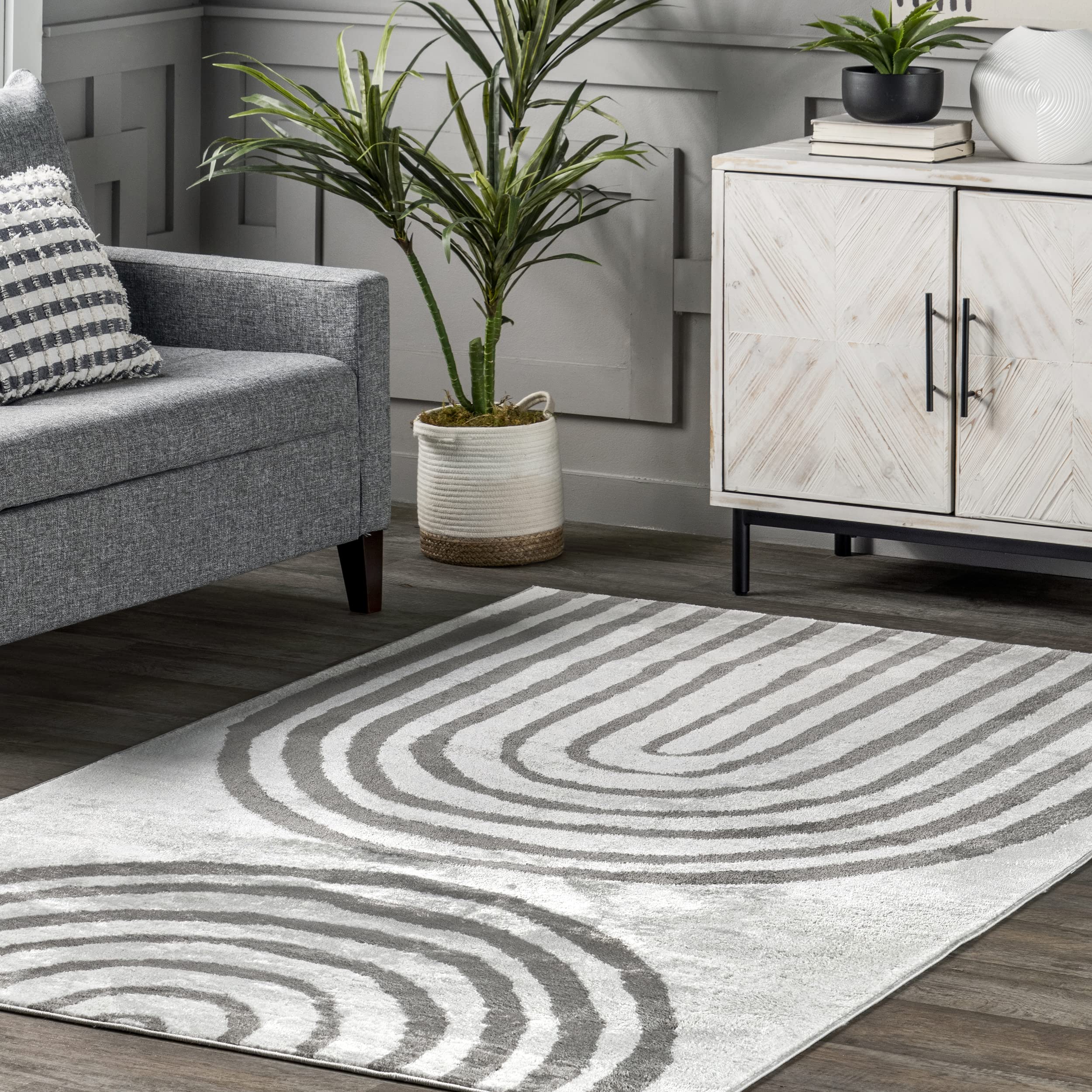 nuLOOM Sena Modern Rainbow Area Rug, 9x12, Light Grey