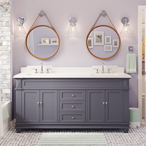Kitchen Bath Collection Elizabeth 72-inch Double Bathroom Vanity (Quartz/Marine Gray): Includes Marine Gray Cabinet with Stunning Quartz Countertop Countertop and White Ceramic Sinks