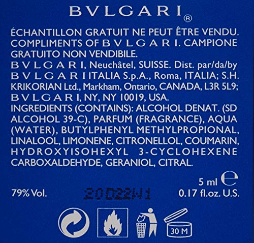 Bvlgari Bvlgari Blv By Bvlgari for Men - 5 Ml Edt Spray (mini), 0.17 Ounce