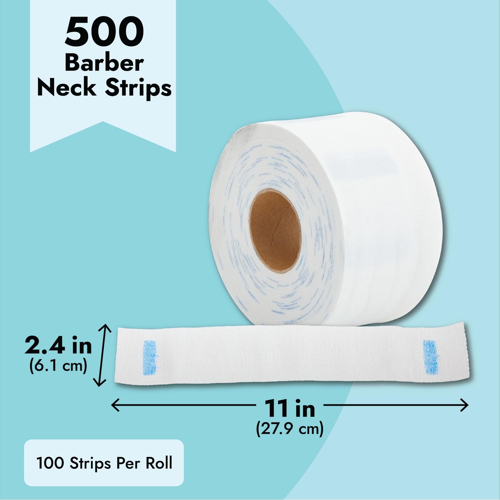 Juvale 500 Pack Disposable Barber Neck Strips for Hair Cutting, Salon, Barbershop Supplies (White, 2.4 x 11 In, 5 Rolls)
