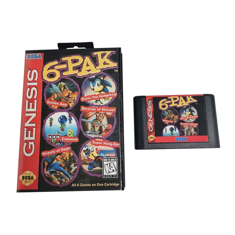 6-PAK-Games 16 Bit MD Game Card For PAL And NTSC Version
