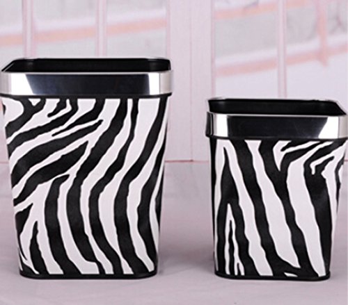 European Fashion Without Cover Trash Bins Kitchen Bathroom Square Trash Can (Zebra, Small)