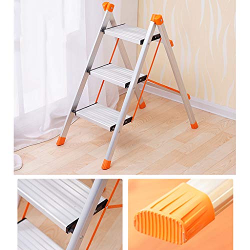 PENGJIE Folding Ladder Step Stool Ladder Stool 3 Step Folding Heavy Duty Steel Aluminum Alloy Portable Anti Slip Mat Tread Compact 150 Kg Capacity