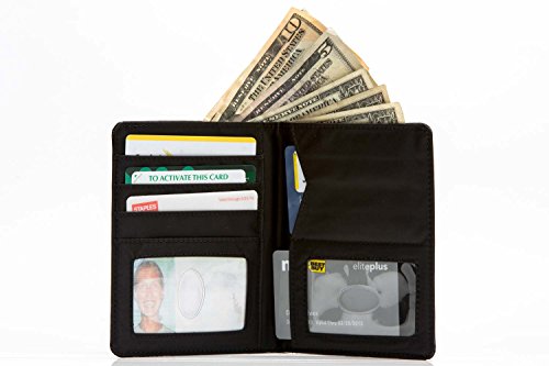 Big Skinny Leather Traveler Slim Wallet, Holds Up to 20 Cards and 4 Passports, Black