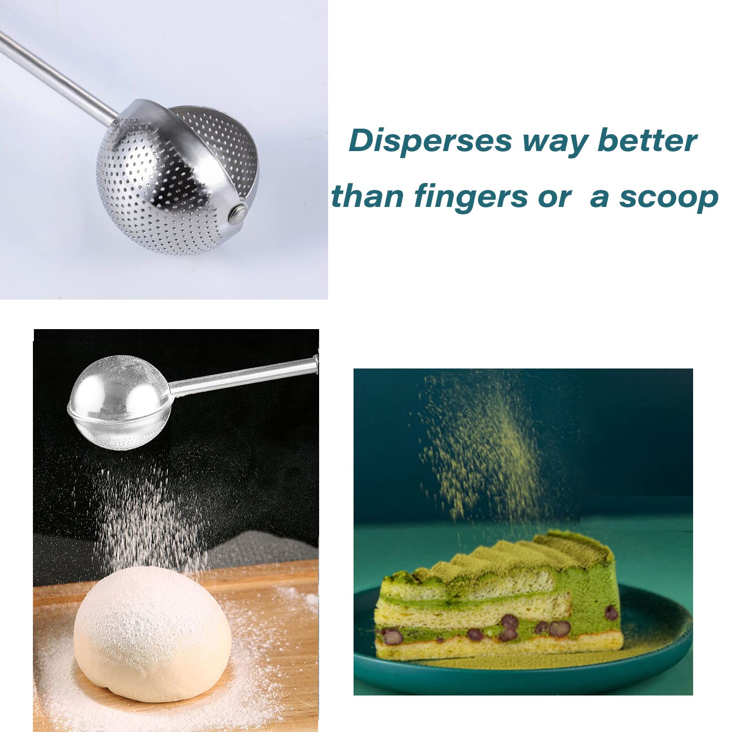 Baking Sifters (black) Flour Sifter Powdered Sugar Duster Shaker Stainless Steel
