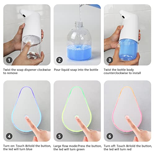 Automatic Soap Dispenser 16.9 oz/500 ml Touchless Hand Free Soap Dispenser with 2 Adjustable Level and Infrared Motion Sensor for Bathroom Kitchen, Home Office, Hotel and Outdoor