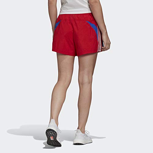 adidas womens Colorblocked 3-Stripes Shorts Scarlet X-Small