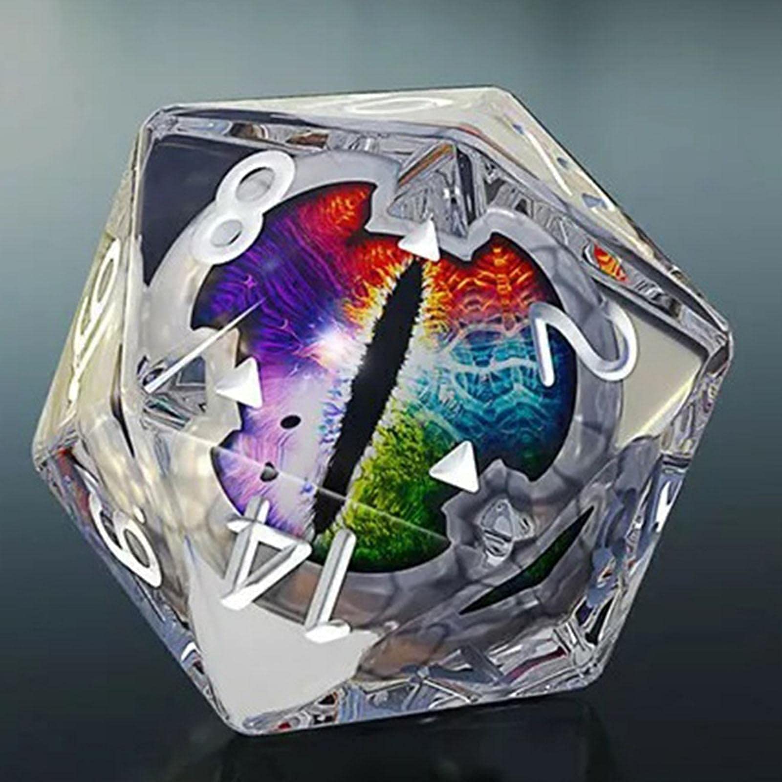 Dragon Eye Dice - The Chromatic Dragon Collection,Mini Crystal Dice,Resin Dragon Eye Dice Set,Colorful Polygonal Dice,Shinny Polyhedral Dice Set Filled With Eyeball,For Role Playing Dice Games (White)