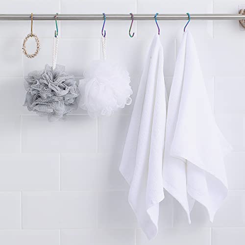 Evanda Rainbow S Hooks for Hanging Pack of 30, Heavy Duty Stainless Steel Titainium Plating Metal Mutil Purpose Hanger for Kitchen Pans, Pots, Utensils Tooks, Cups, Mugs, Clothes, Bags, Towels, Plants