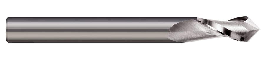 Micro 100 DMM-030-490 Drill/End Mill, 90° Point Angle, 3 mm Cutter Dia, 8 mm LOC, 4 Fl, 3 mm Shank Dia, 38 mm OAL, Uncoated