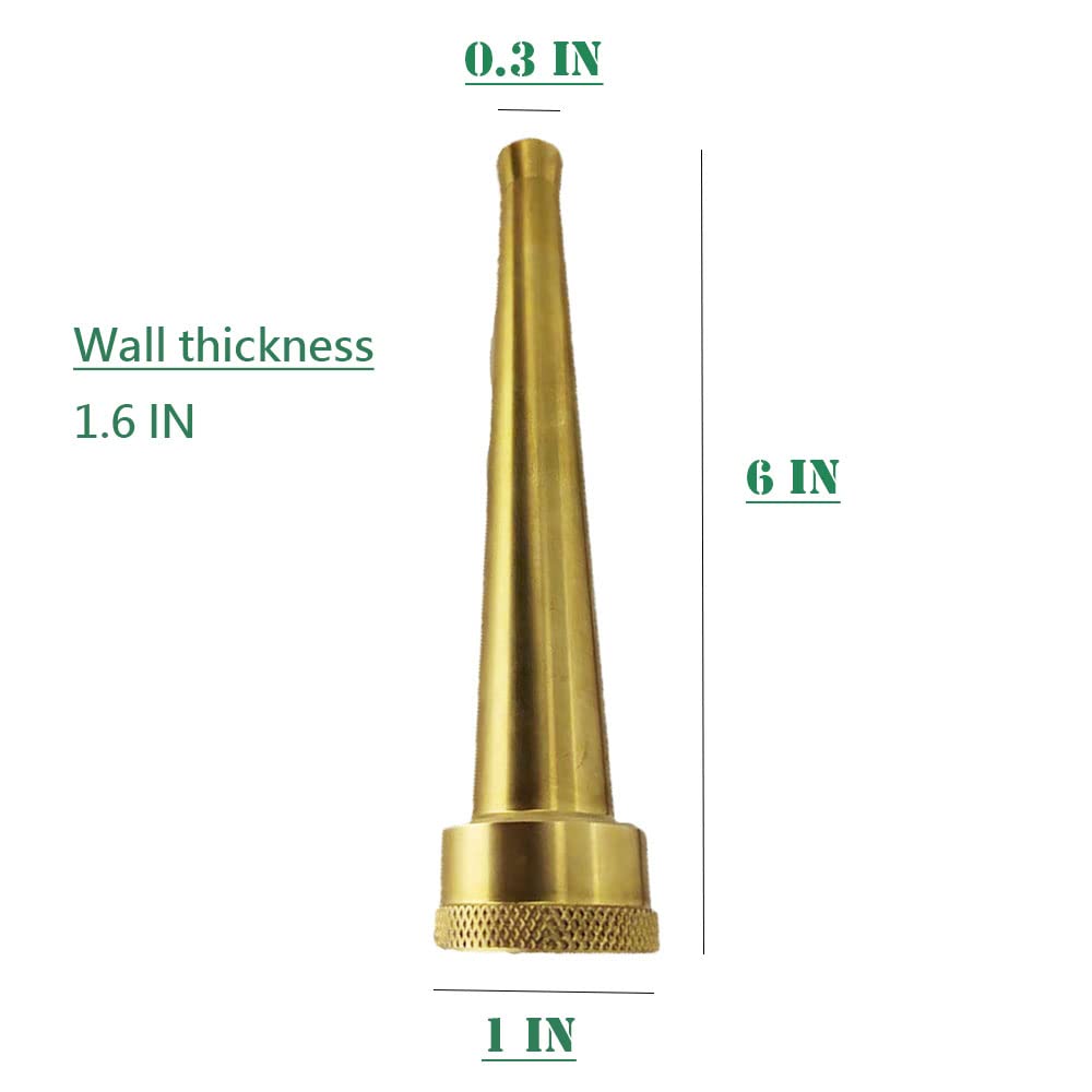 KOMANDE 6" Garden Water Hose Nozzle for Yard - Heavy Duty Solid Brass PowerBlast Super Sweeper High Pressure 3/4 Inch GHT Thread Inlet - for Cleaning Driveway, Pool, Kennel and Car