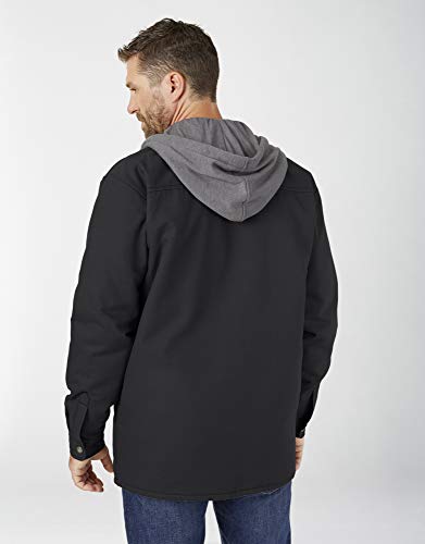 Dickies mens Fleece Hooded Duck Shirt Jacket With Hydroshield Work Utility Outerwear, Black, XX-Large US