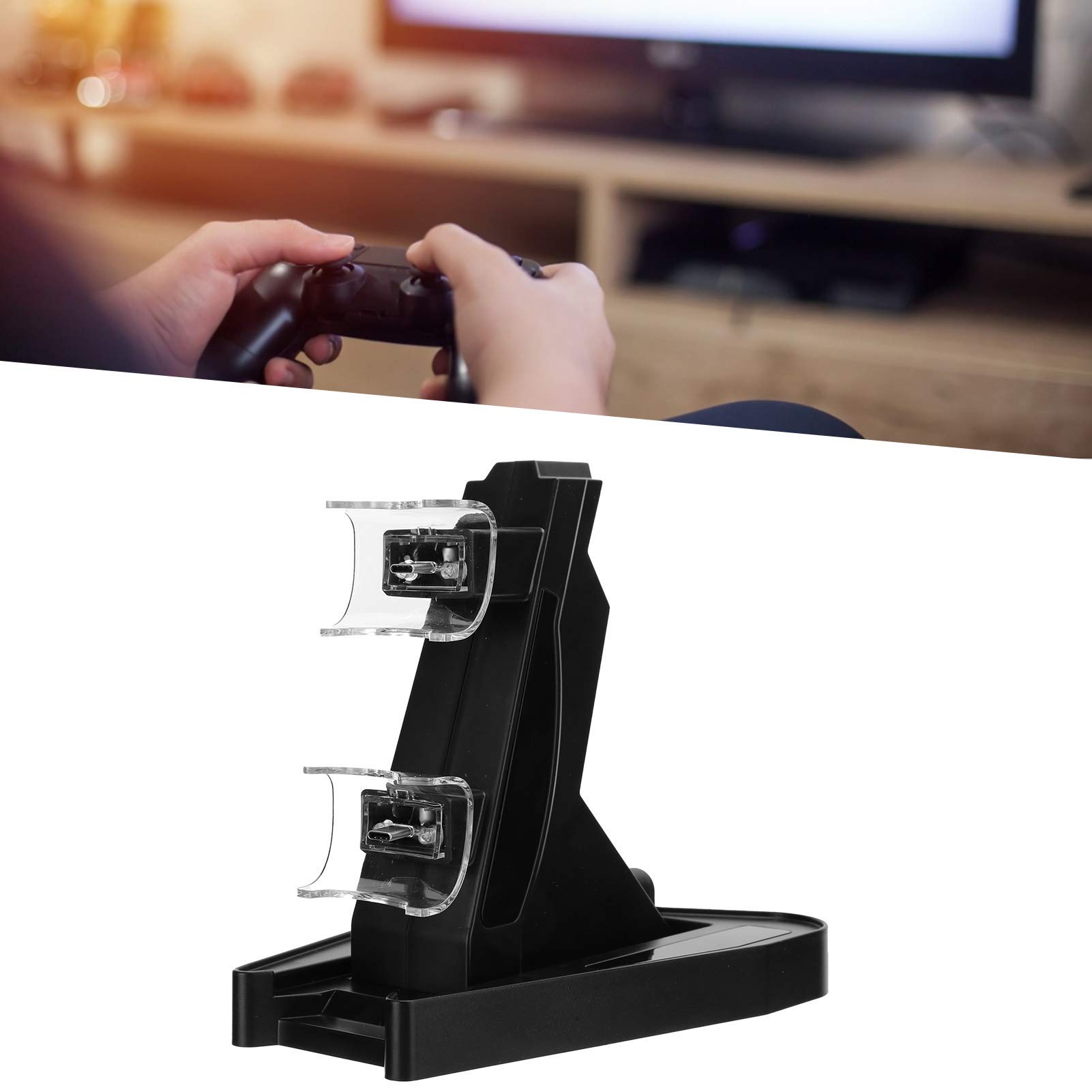 Estink PS5 Controller Dock Station,Gamepad Charger,Gamepad Charging Stand with D-Type Charging Base Dual Induction Controller,Built-in Chip,for PS5 Controller(Black)