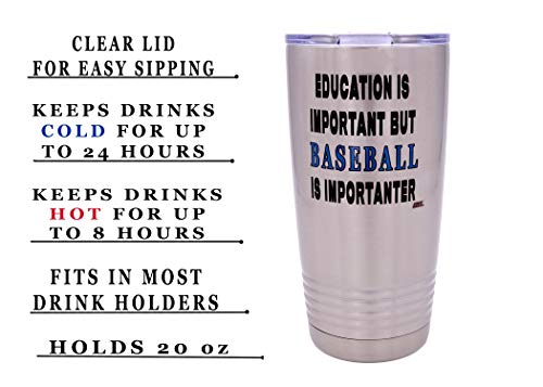 Rogue River Tactical Funny Baseball PLayer 20 Oz. Travel Tumbler Mug Cup w/Lid Education Important Gift Idea
