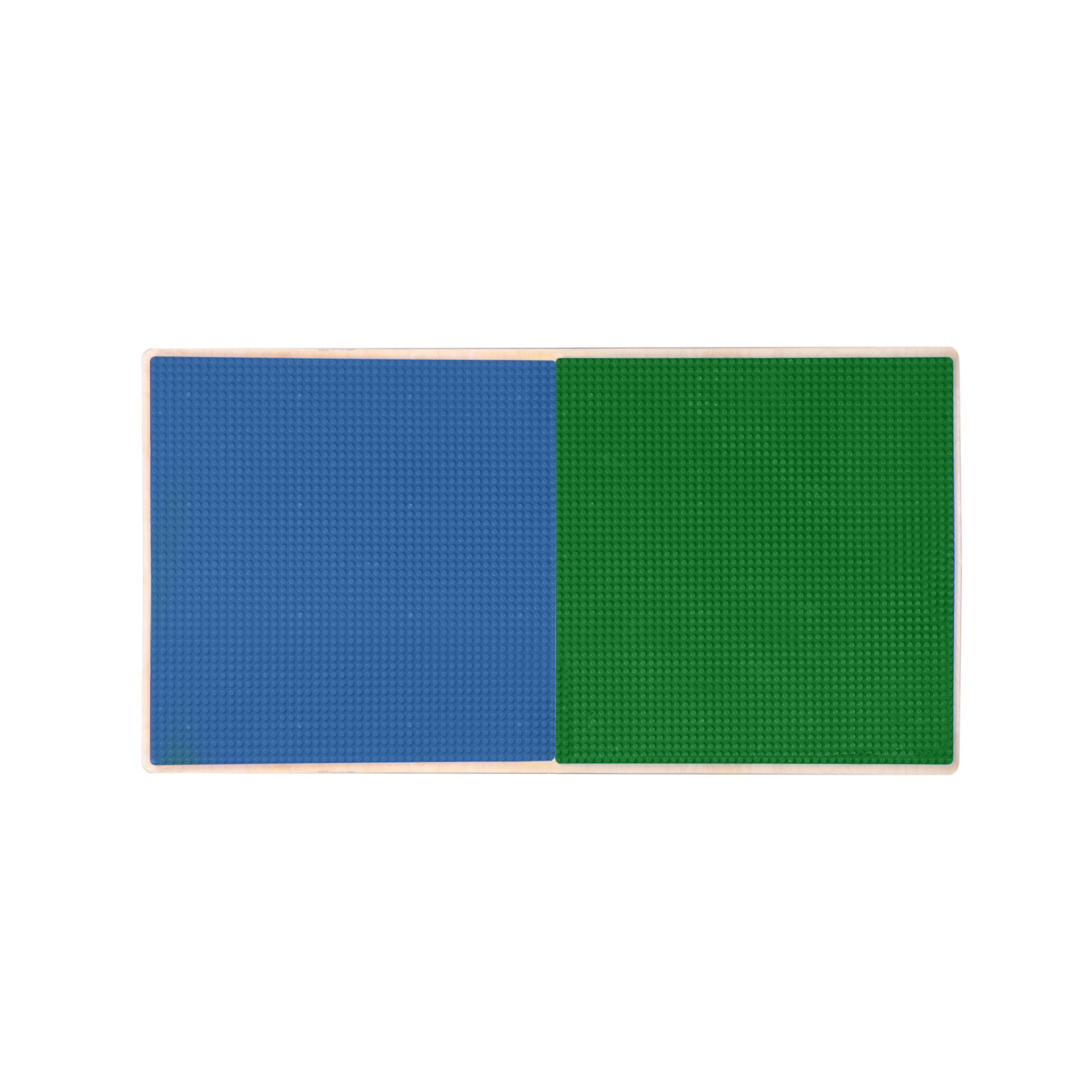 Contender Time-2-Play 30.75" W Rectangular Blue & Green Duplo Blocks Compatible Play Table with 20" Long Legs, Natural Finish Children Activity Play Table, Solid Wood Desk for Playroom