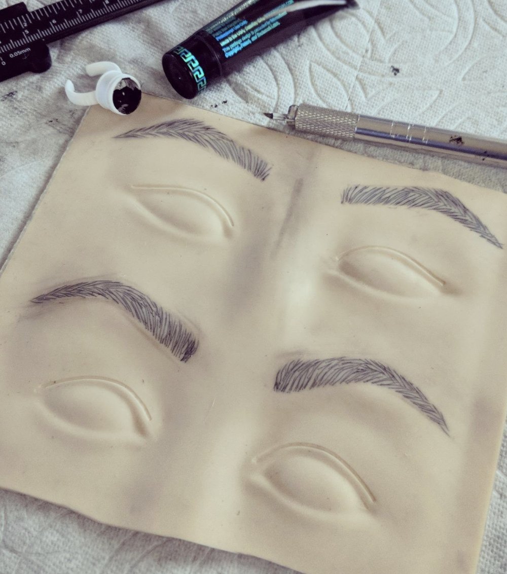 Microblading Supplies 3 Piece Tattoo Practice Skin For Eyebrows: Permanent Makeup Silicone Skin To Practice Brow Micro-Blading And Needling, Fake Skin Sheets For Professionals And Beginners