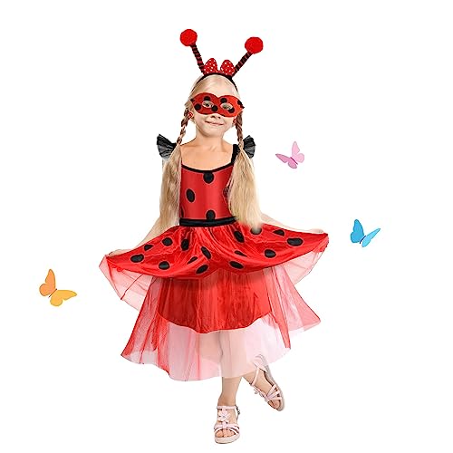 Ausejopeac Ladybug Bopper Antenna Headband Ladybug Wings and Masks Ladybug Costume Set for Kids Halloween Dress Up