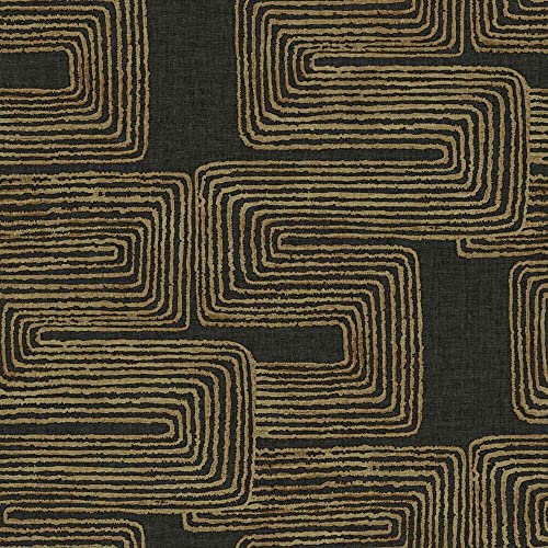 RoomMates RMK12213PL Nikki Chu Black and Metallic Gold Zulu Signature Peel and Stick Wallpaper