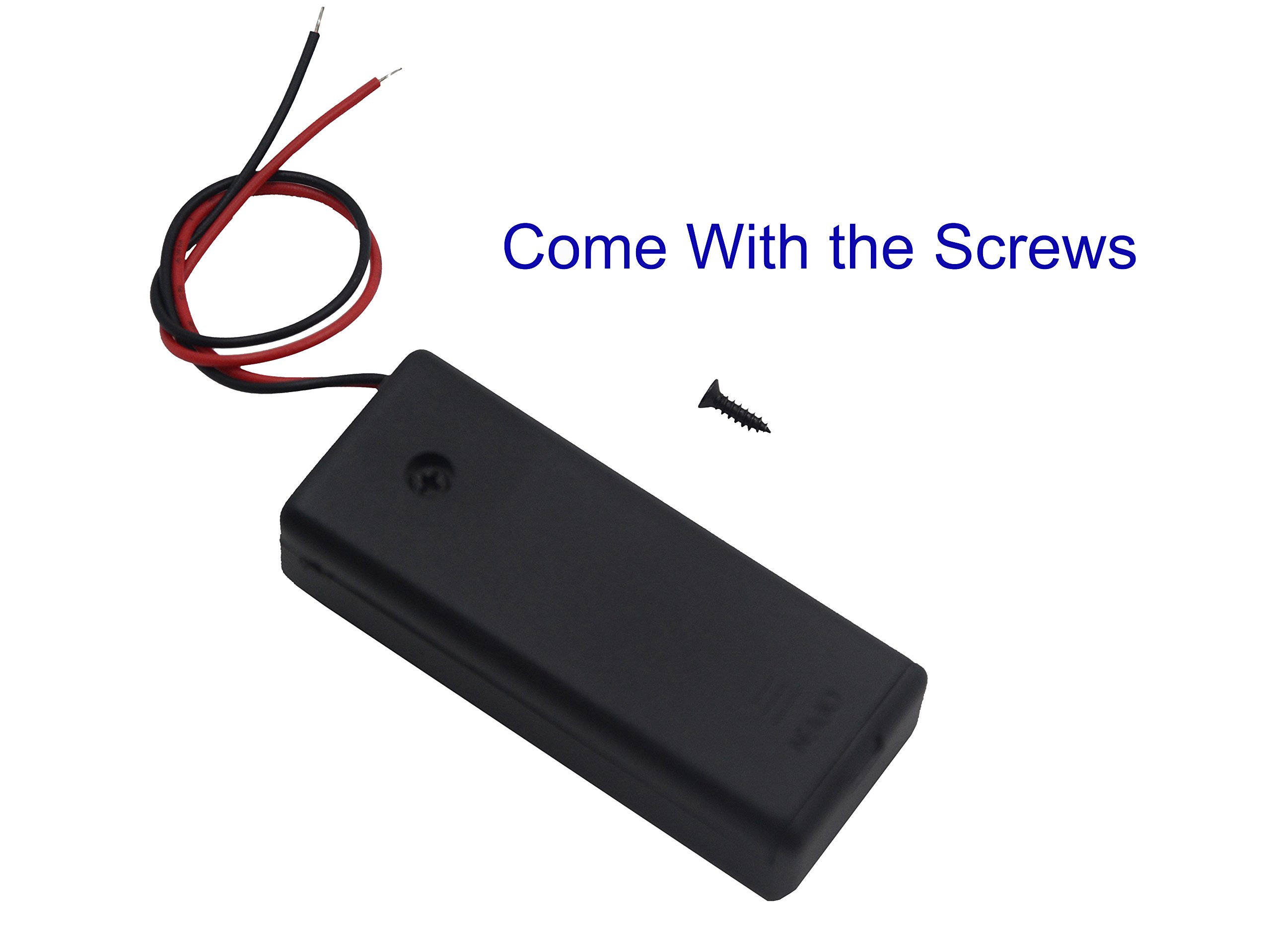 LampVPath (Pack of 3 2 AAA Battery Holder with Switch, 2 x 1.5V AAA Battery Holder Case with Wire Leads and ON/Off Switch