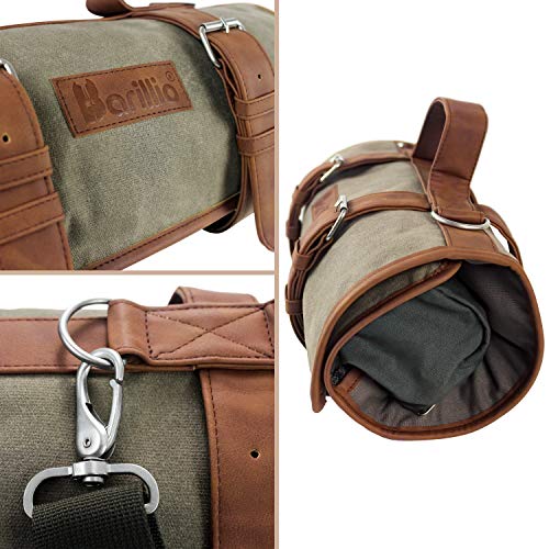 Barillio Bartender Bag Travel Bartender Bag | Waxed Canavs Bar Kit Bag for Carrying Bar Tools | Professional Bartender Roll with Shoulder Strap for Perfect Storage (Bag Only)…