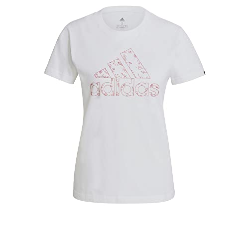 adidas womens OUTLFLORAL Graphic Tee White Small