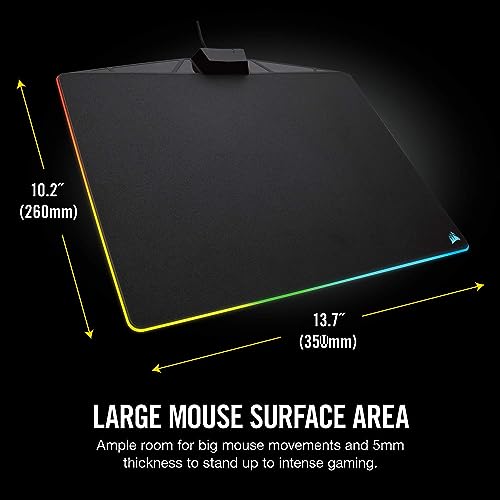Corsair MM800 Polaris RGB Mouse Pad - 15 RGB LED Zones - USB Pass Through - High-Performance Mouse Pad Optimized for Gaming Sensors, Black