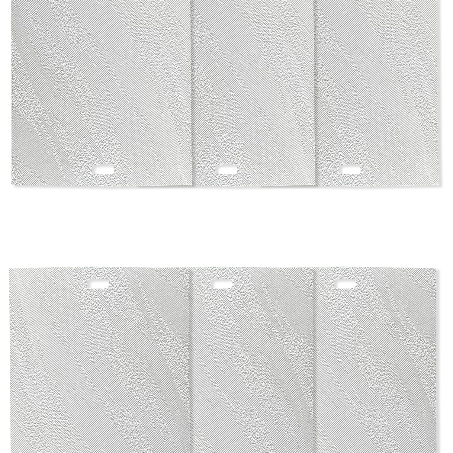 Amazing Drapery Hardware Premium Vinyl/PVC Vertical Blind Replacement Slats, 6 Pack, Textured White, Curved Style - DIY-Friendly and Trimmable Length - Ideal for Replacing Broken Blinds
