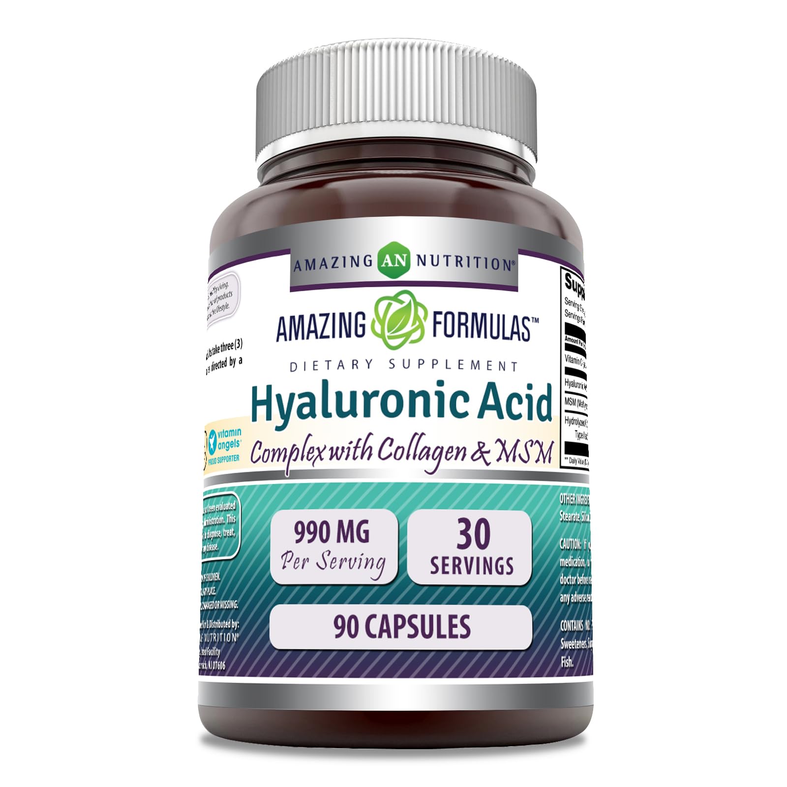 Amazing Formulas Hyaluronic Acid Complex Supplement | 990 Mg Per Serving | 90 Capsules Supplement | Non-GMO | Gluten Free | Made in USA