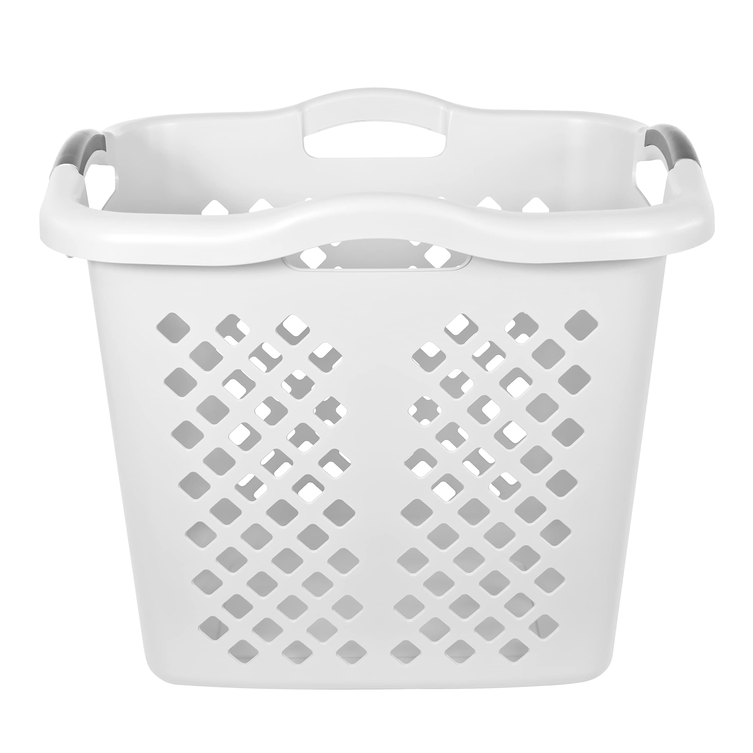 EGEN Home Logic 2 Bushel Lamper Laundry Basket with Silver Handles, White
