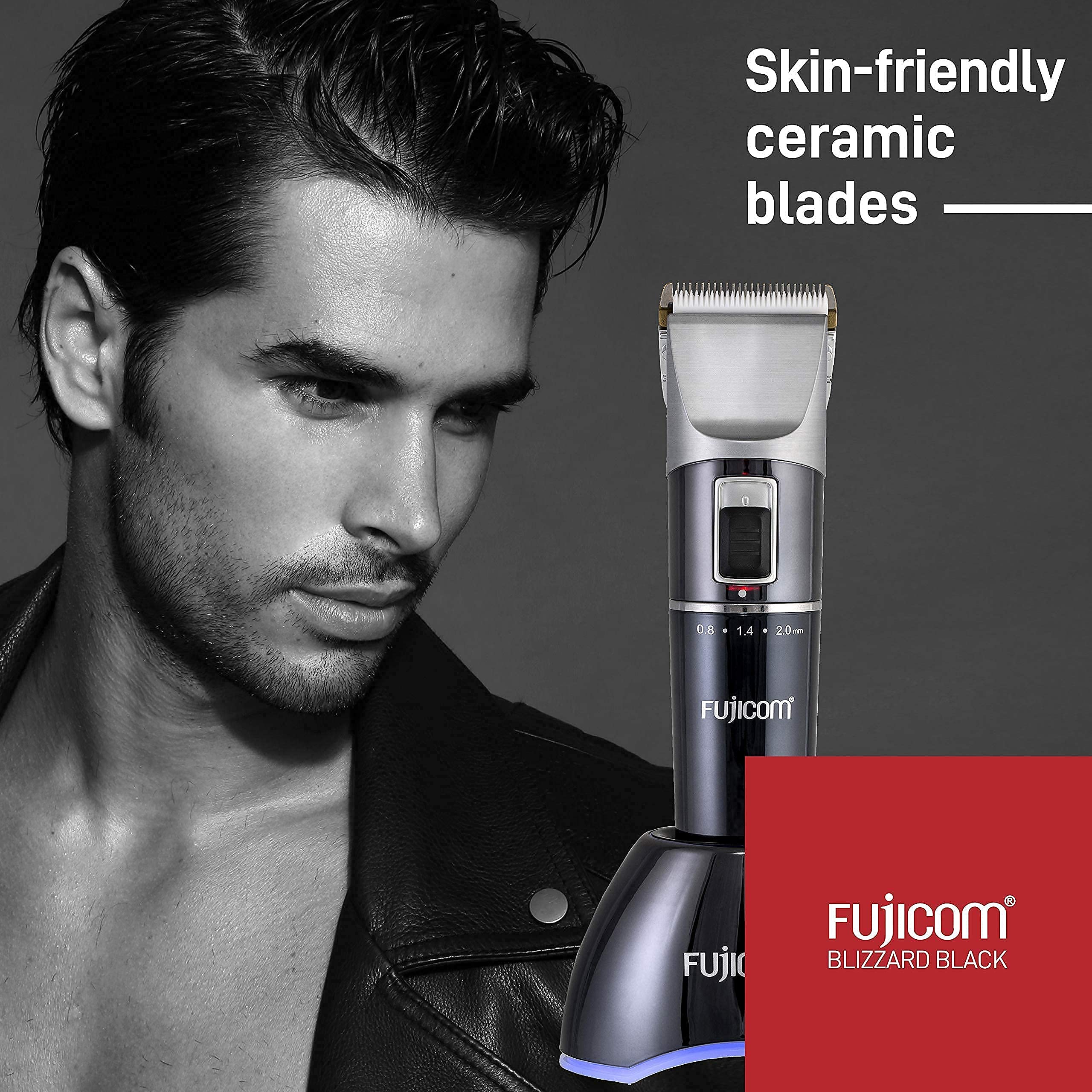 Fujicom Hair Clippers for Men Professional Trimmer Clippers Cordless Rechargeable with 2 Speed Hair cutting Kit Low Noise with Adjustable Ceramic Blade Lithium Battery and 4 Comb Dock station