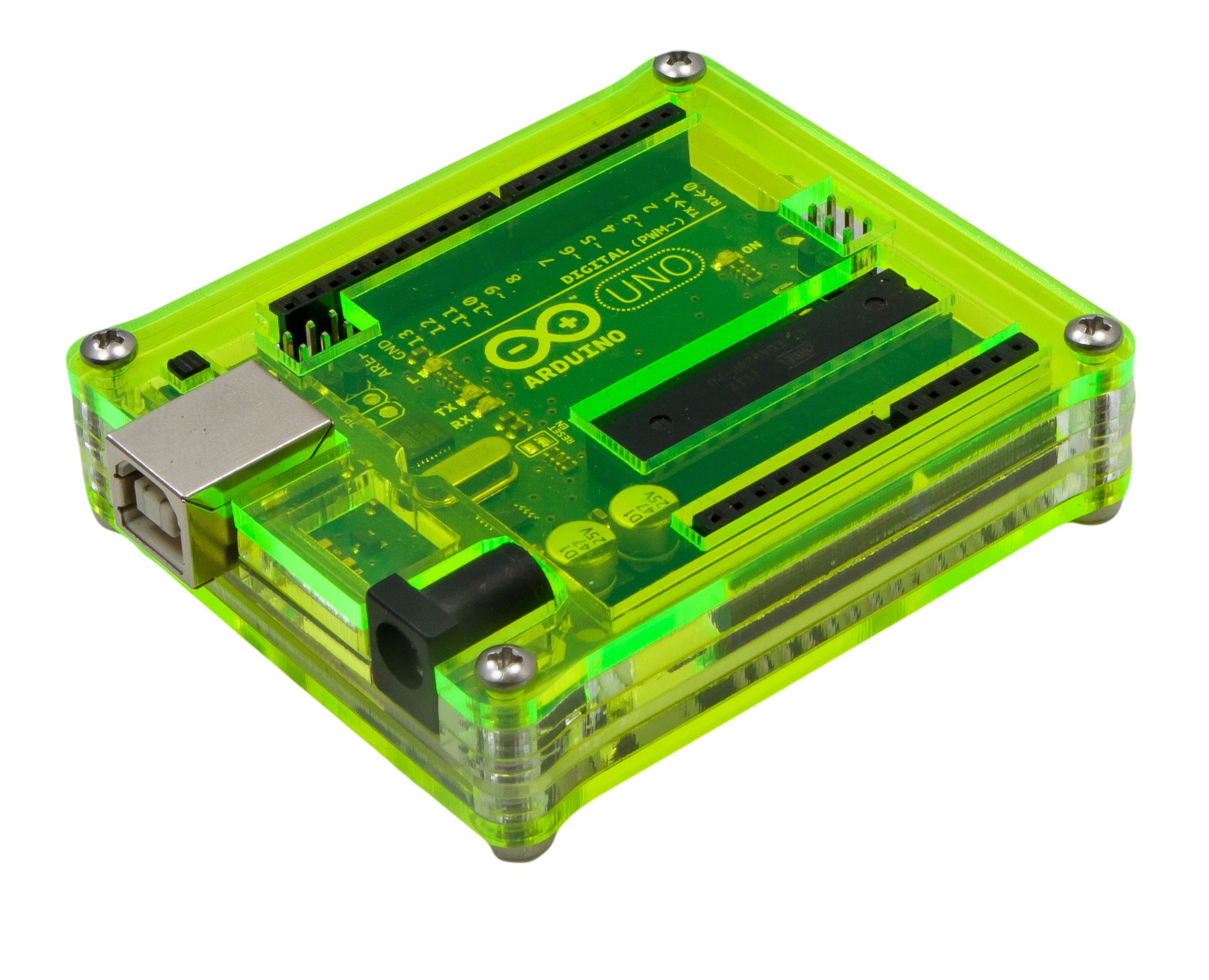 C4Labs Zebra Case Kit for The Arduino Uno R2, R3, R4, R4 WiFi (not Included) - Lazer Lime