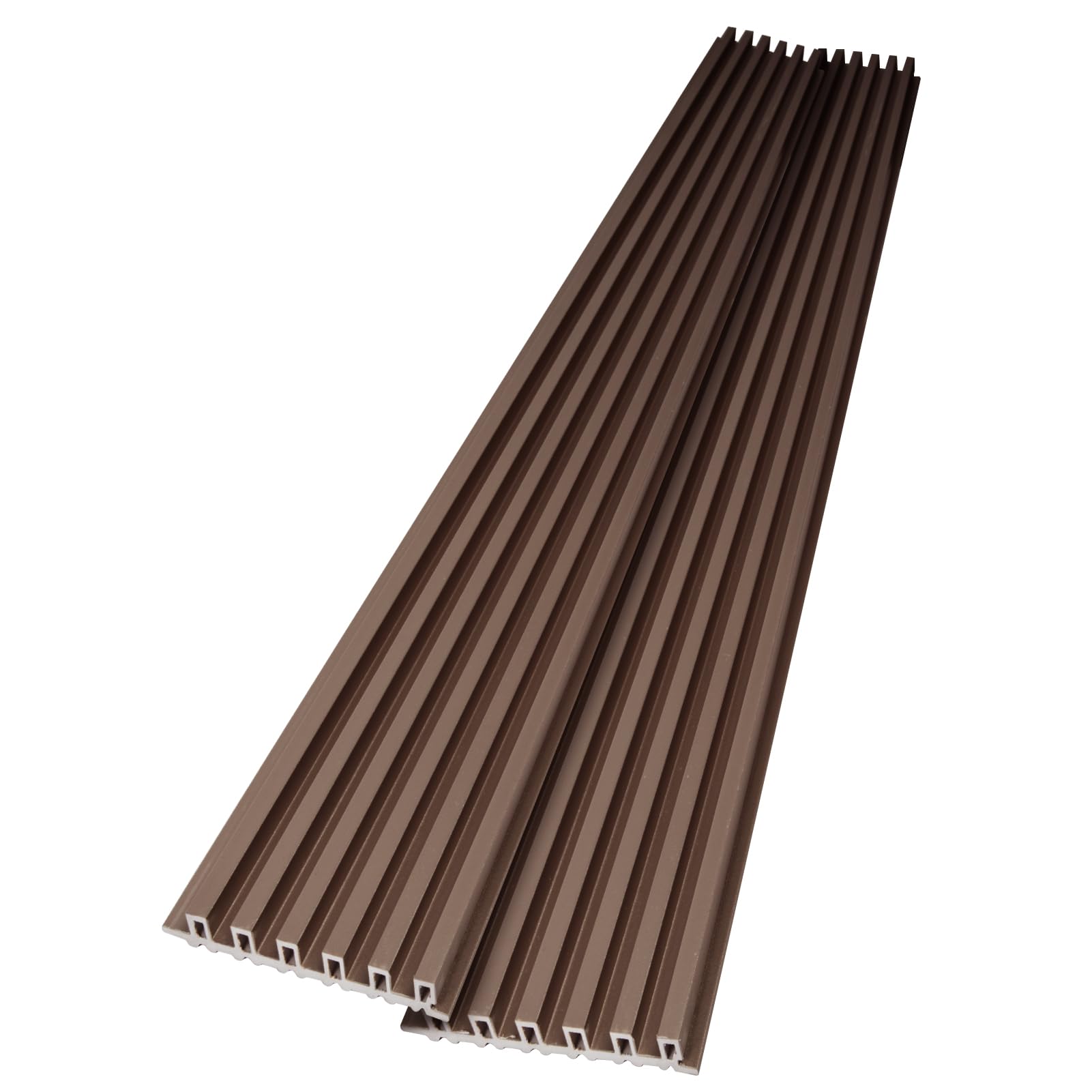Art3dwallpanels Slat Wall Paneling, 104'' x 6.7'' Glossy Metal Finish WPC Soundproof 3D Wall Panels for Interior Wall Decor, 8 Pack Fluted Textured Panel Wall Slats, Metallic Silver Dark Gray