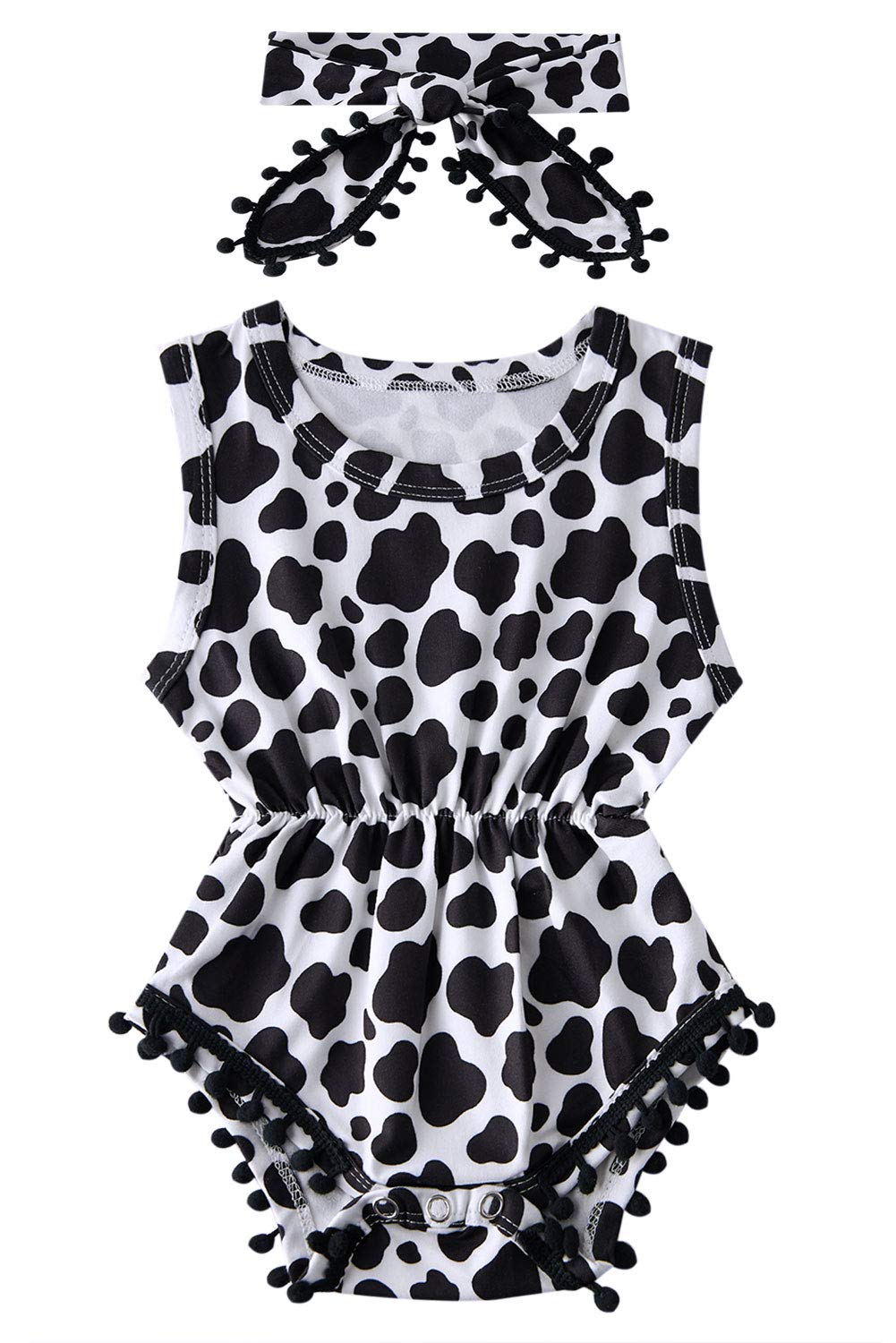 UNICOMIDEA Unisex Baby Girl Outfits Infant Boy's Rompers Toddler Cow Jumpsuits with 3D Soft Newborn Clothes White Headband