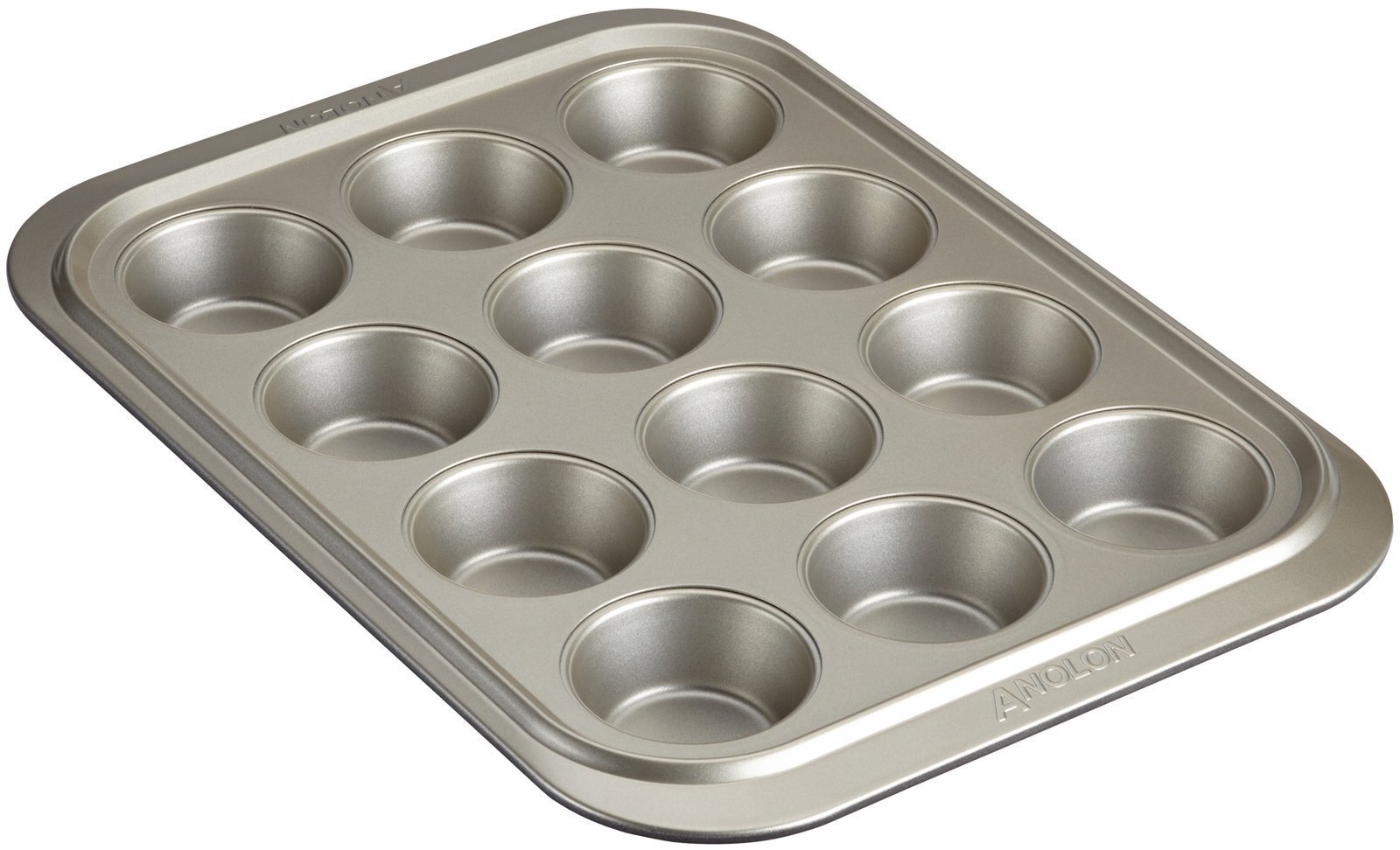 Anolon Allure Nonstick 12-Cup Muffin Tin / Nonstick 12-Cup Cupcake Tin - 12 Cup, Onyx/Pewter