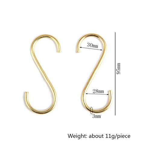 Xinally 10 Pieces Multipurpose Brass S Shaped Hooks Coat Clothes Storage Hangers Kitchen Pot Pan Racks