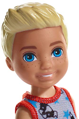 Barbie Club Chelsea Doll, 6-Inch Blonde Boy Doll Wearing Puppy-Themed Romper, for 3 to 7 Year Olds