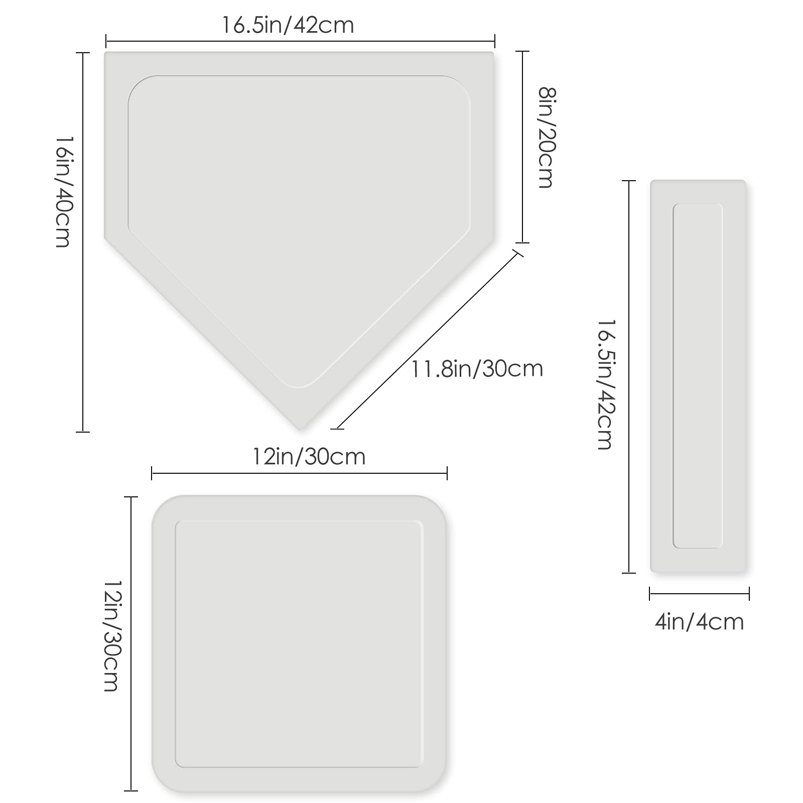 Eupboron Baseball Bases Set, 5 Piece Baseball & Softball Throw Down Rubber Base Set for Kids & Adults