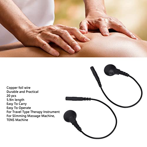 Aoutecen Replacemnet Electrode Wire, Button Type Electrode Wire 5.9in 20PCS Improve Blood Circulationis for Instrument