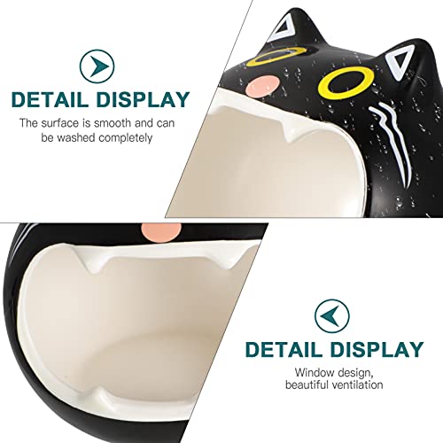 balacoo House- Plate Hedgehog/Chinchilla Cave Hideout Hamster Cat Pig Cartoon Cage Cooling Sand Specter with Guinea Pig/Ceramic and Supplies Adorable Summer Mini Pet Black, Tiny House Accessories