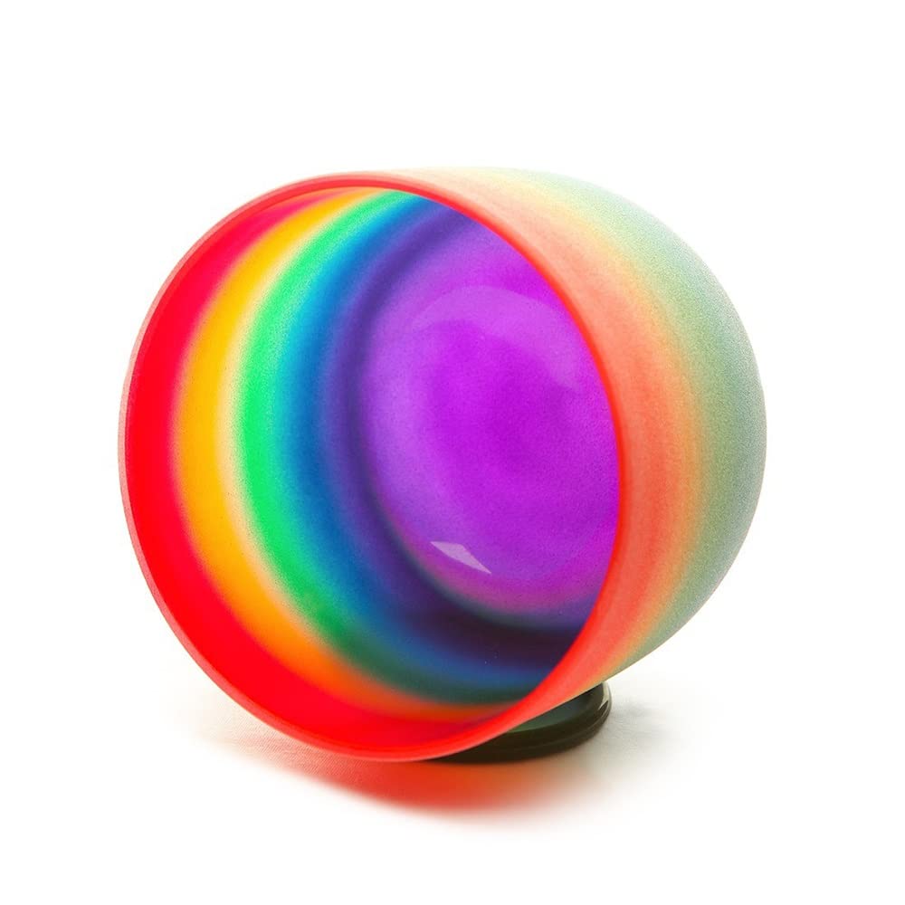 XINAN 440Hz Frosted Quartz Crystal Rainbow Bowl with Rubber Mallet & O-Ring, for Meditation, Yoga, Spiritual Healing (Color : B Note Crown, Size : 6 Inch)