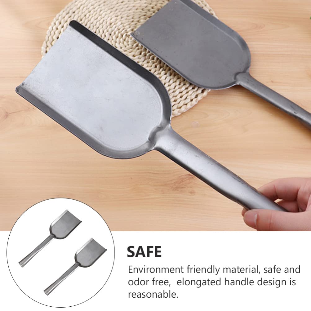 Cabilock 2Pcs Long Ash Shovel Handheld BBQ Charcoal Ash Poker Scoop Oven Ash Shovel Mini Dust Pan for Wood Stoves Campire Fireplace