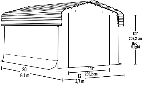 Arrow Sheds Amazon Exclusive 12' x 20' x 7' 29-Gauge Carport with Galvanized Steel Roof Panels and Enclosure Kit, Charcoal