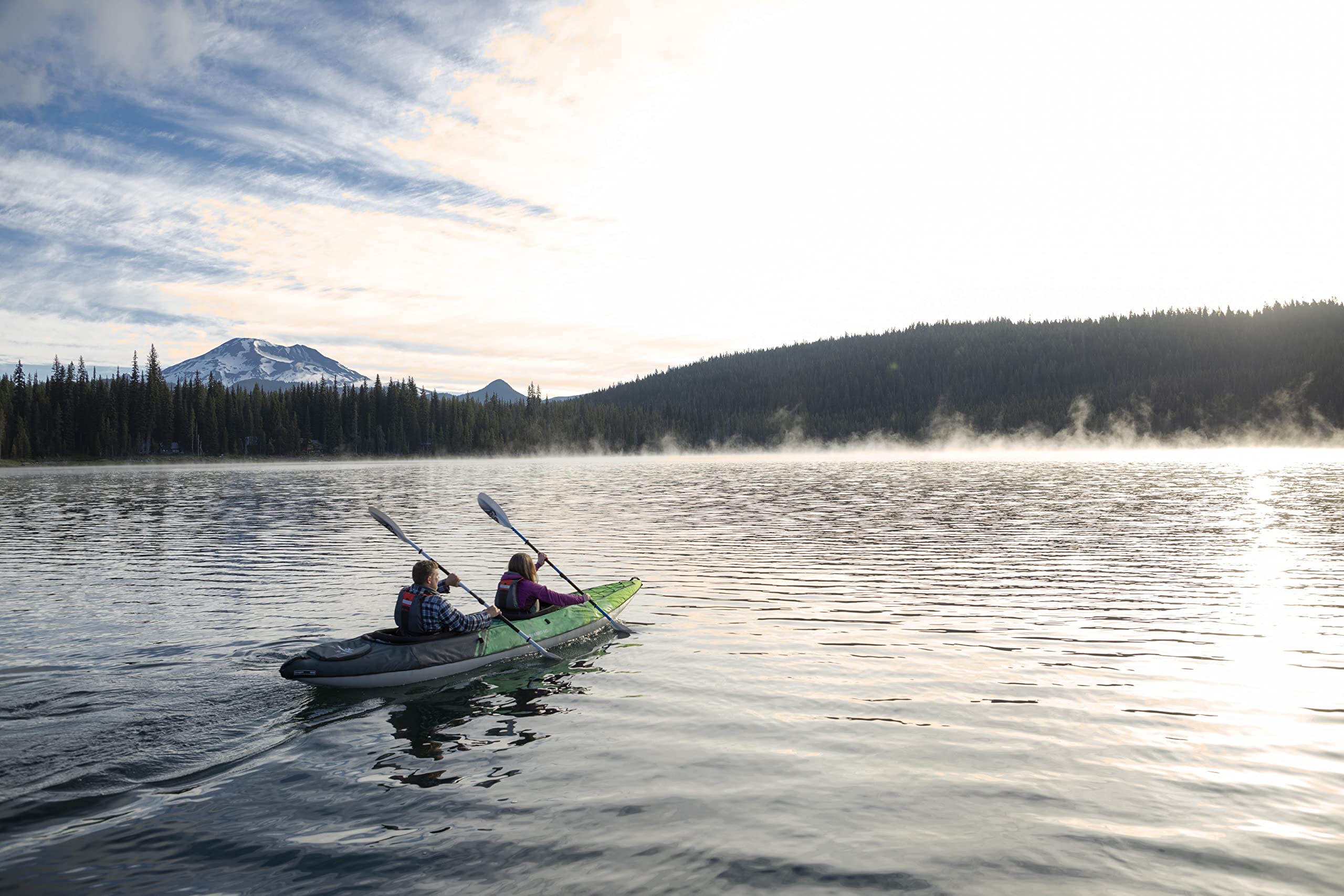AQUAGLIDE Navarro 145 Convertible Inflatable Kayak with Drop Stitch Floor - 1-3 Person Touring Kayak Without Cover , Green