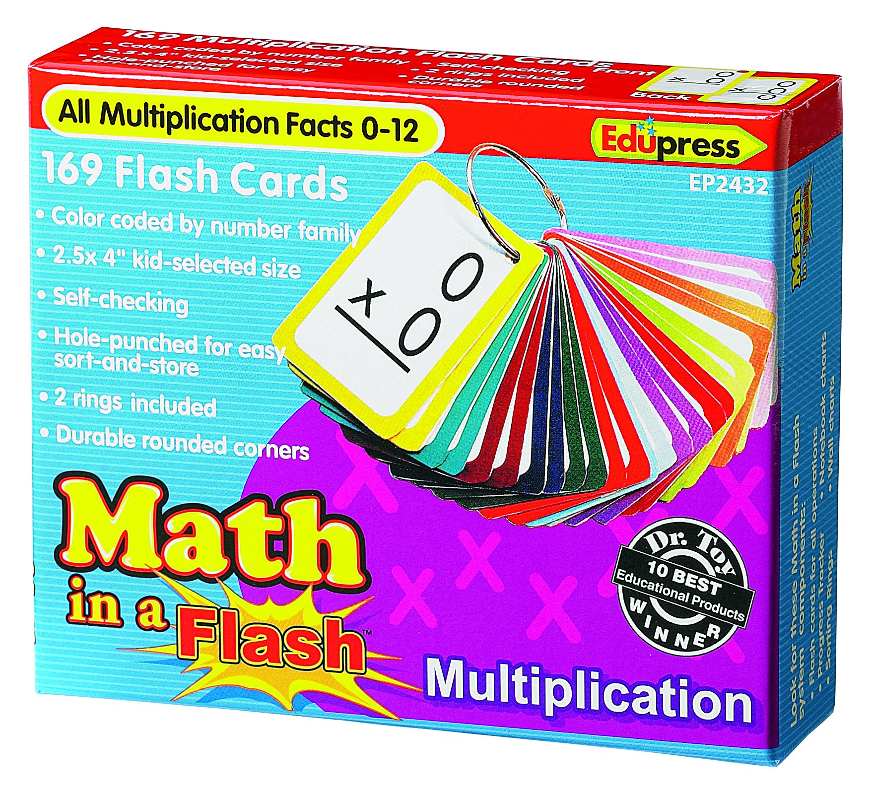 Edupress EP-2432 169 Math in a Color-Coded Multiplication Flash Cards, 1.5" Height, 4.5" Wide, 5" Length (705 count)
