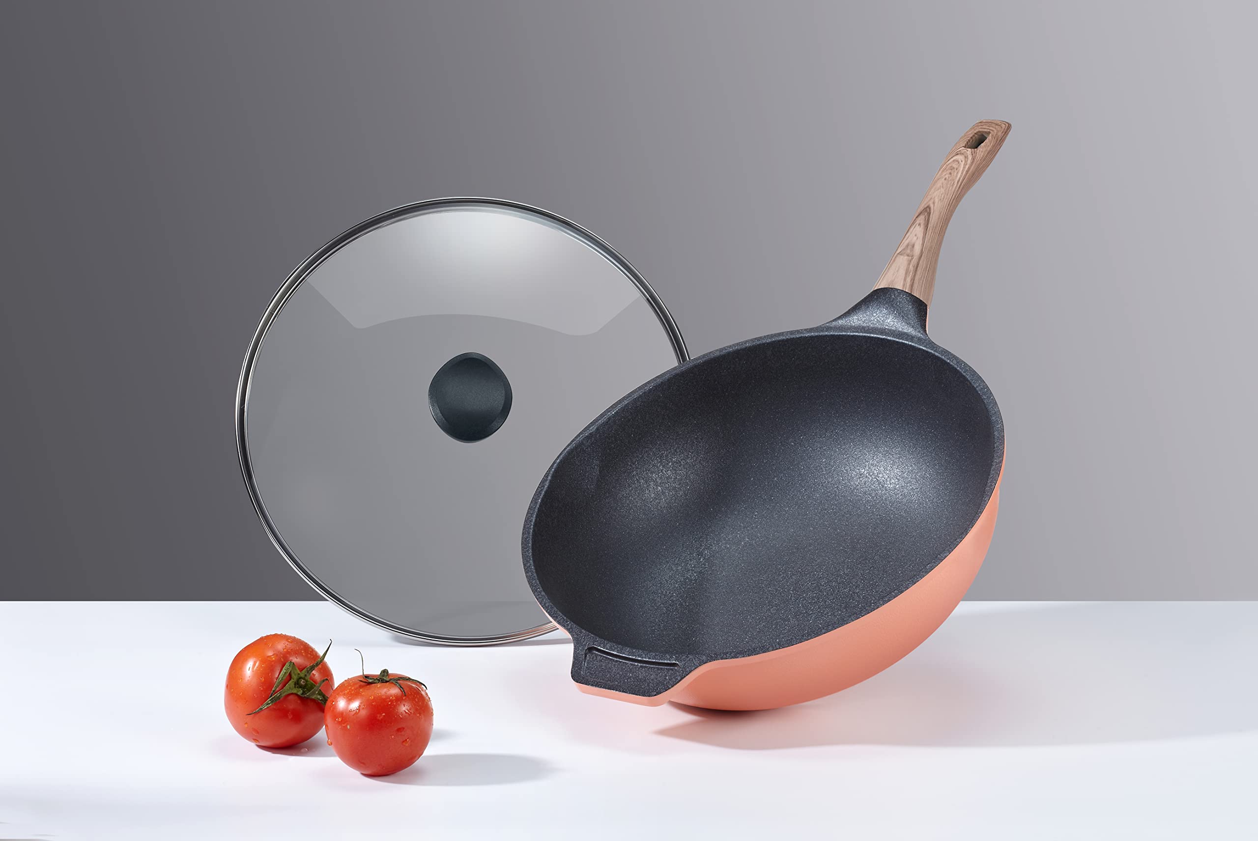Concord 13" INOBLE Nonstick Wok Stir Fry Pan Cookware. Premium JAPAN INOBLE coating (Blush)