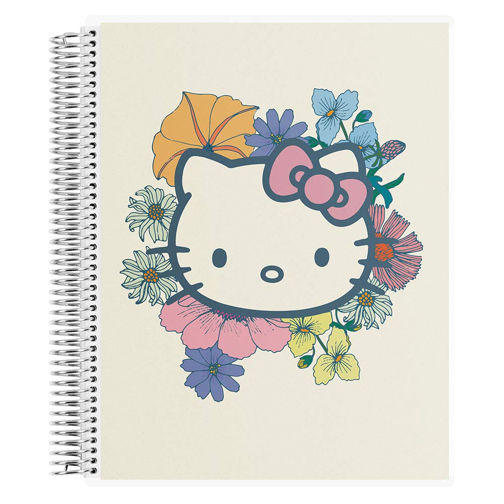 8.5" x 11" Spiral Bound Productivity Notebook - Hello Kitty Flower Power. 160 Lined Page & to Do List Organizer Notebook. 80Lb Thick Mohawk Paper. Stickers Included by Erin Condren.