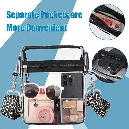 BEELIFY Clear Bag Stadium Approved Purse, Clear Crossbody Bag for Stadium, Concerts, College Games