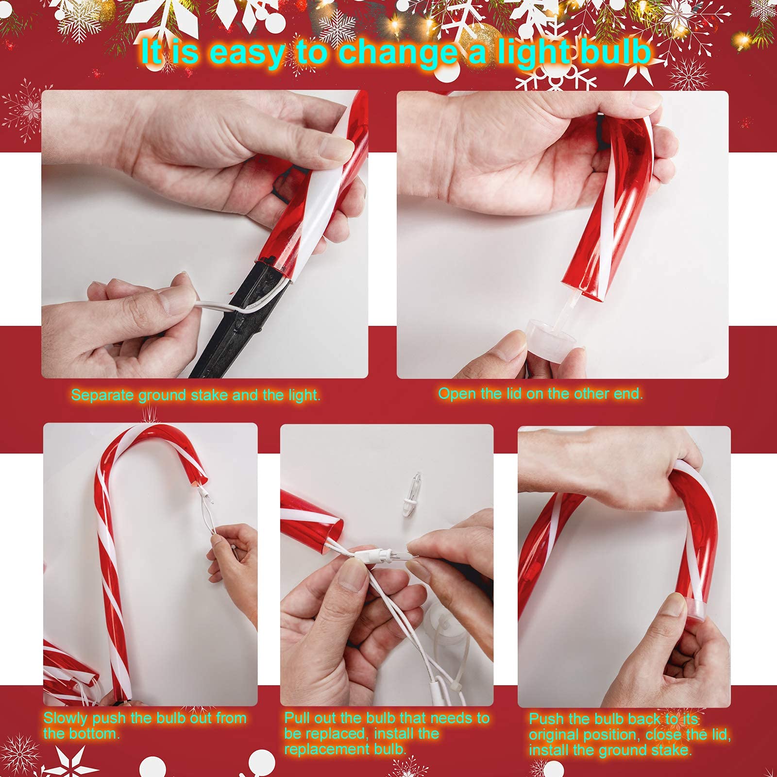 Christmas Candy Cane Lights,20 Inch Candy Cane Outdoor Christmas Decorations Outdoor Pathway Waterproof Led Light for Walkway, Yard, Home, Holiday Party Decoration (16Pack)