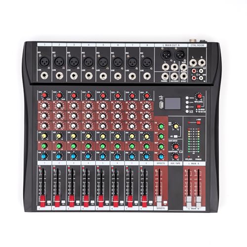8 Channel Mixing Console, Bluetooth & MP3 Recorder Dedicated Stereo Audio Mixer Digital USB Mixing Console, Professional Ultra Low Noise Sound Mixing Console for Stage