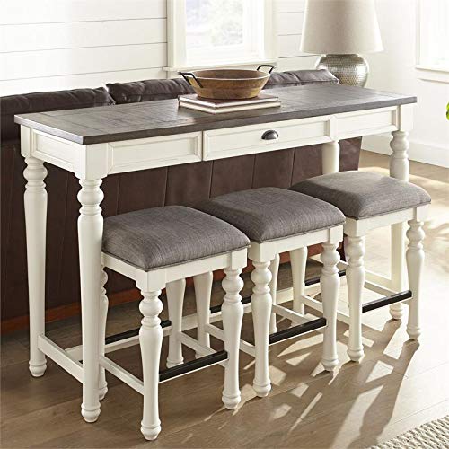 XPRESS WORLD Steve Silver Joanna Two-Tone Distressed Ivory and Mocha Wood 4-Piece Sofa Bar Set
